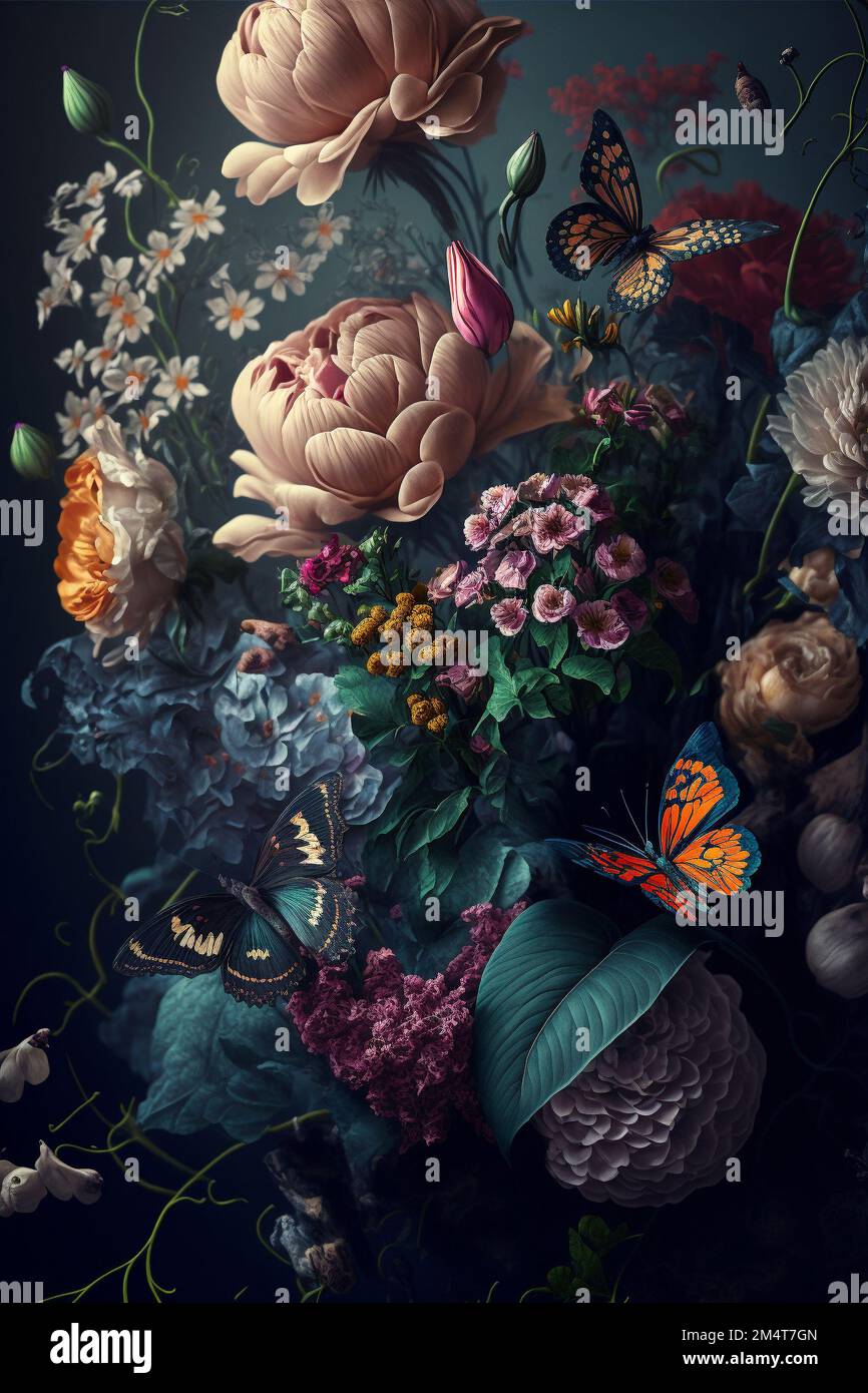 drawing of flower arrangement Stock Photo - Alamy