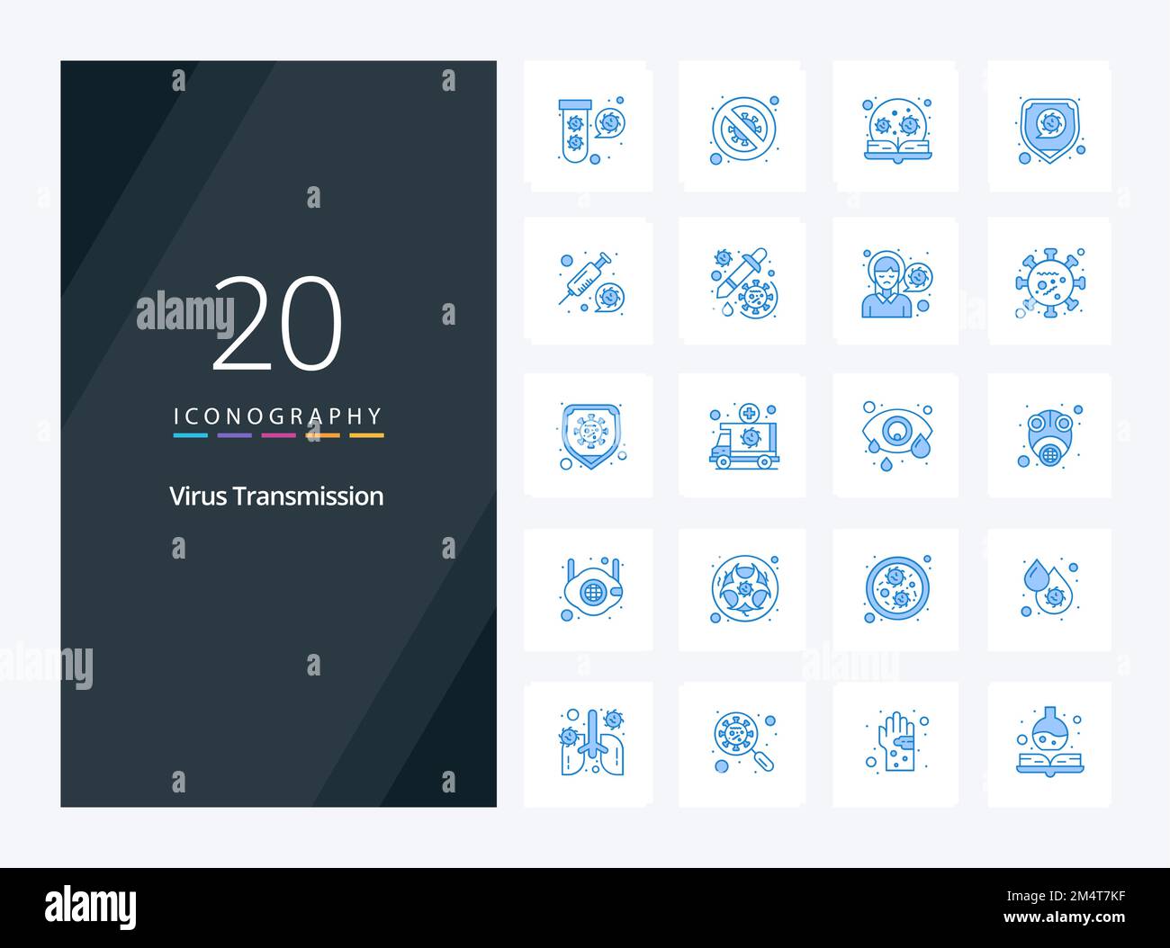 20 Virus Transmission Blue Color icon for presentation Stock Vector ...