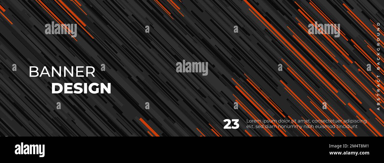 Dark grey abstract tech modern sport banner design with diagonal orange ...