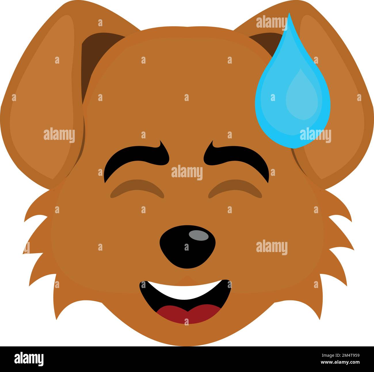 Vector illustration of the face of a cartoon dog with an shame ...