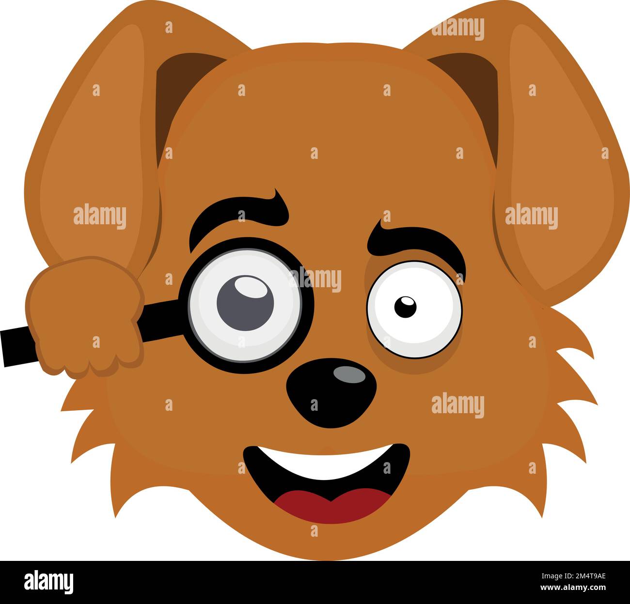vector illustration of the face of a cartoon dog watching with a magnifying glass Stock Vector ...