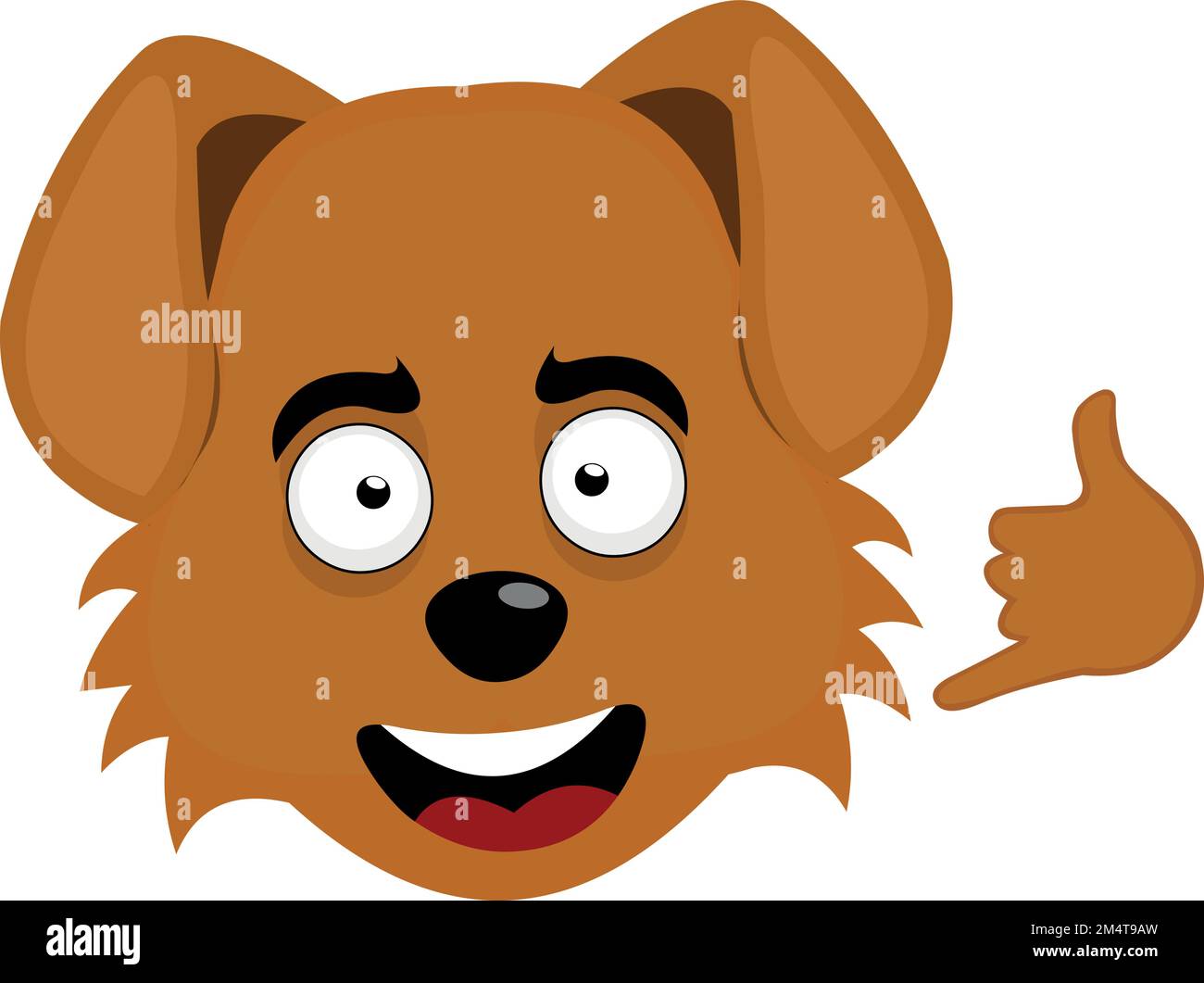 vector illustration of the face of a cartoon dog with a gesture of his hand of call me or shake ...