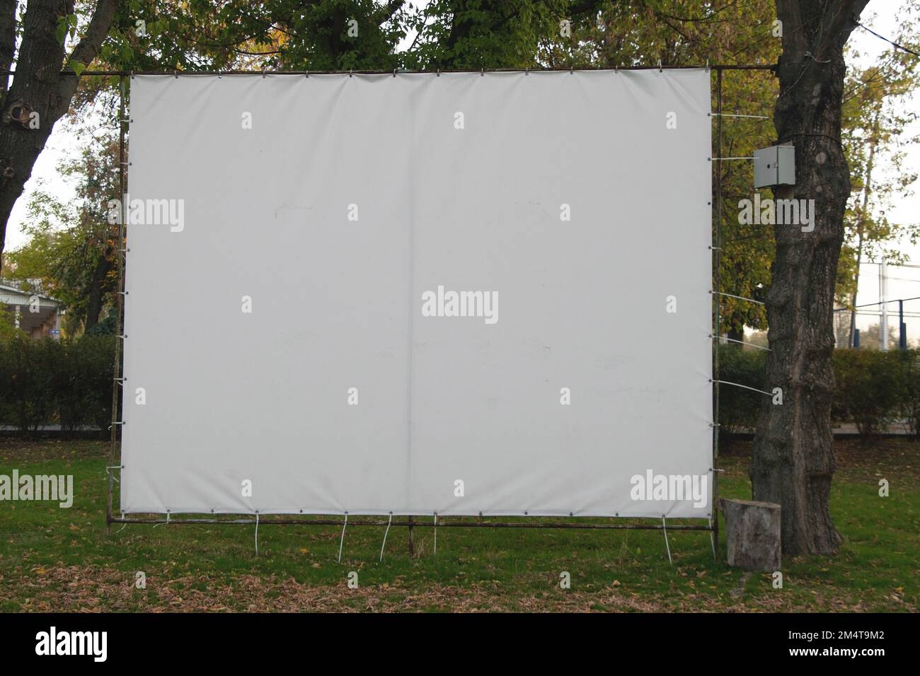 movie screen open in a park in autumn in ukraine, movie screen Stock ...