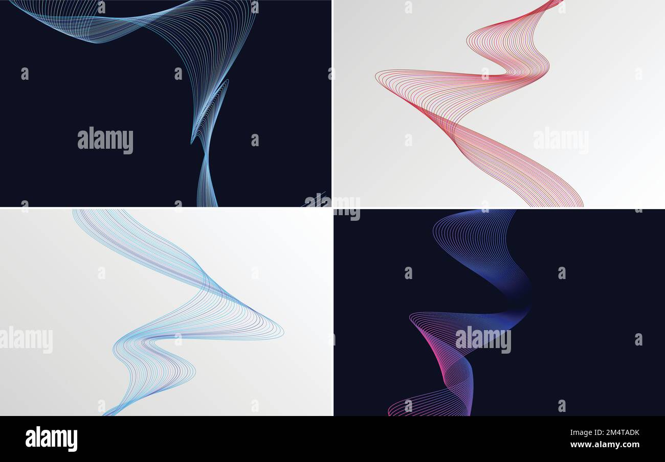Set of 4 geometric wave pattern backgrounds for a modern look Stock ...