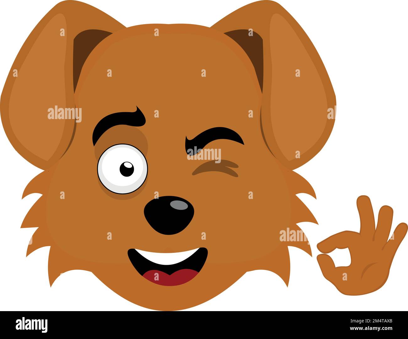 vector illustration of the face of a cartoon dog with a happy ...
