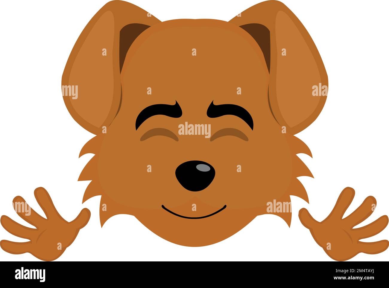 vector illustration of the face of a cartoon dog with a happy ...