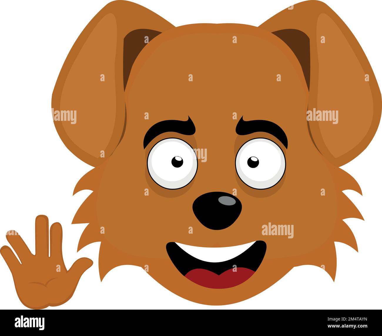 vector illustration of the face of a cartoon dog with a cheerful ...