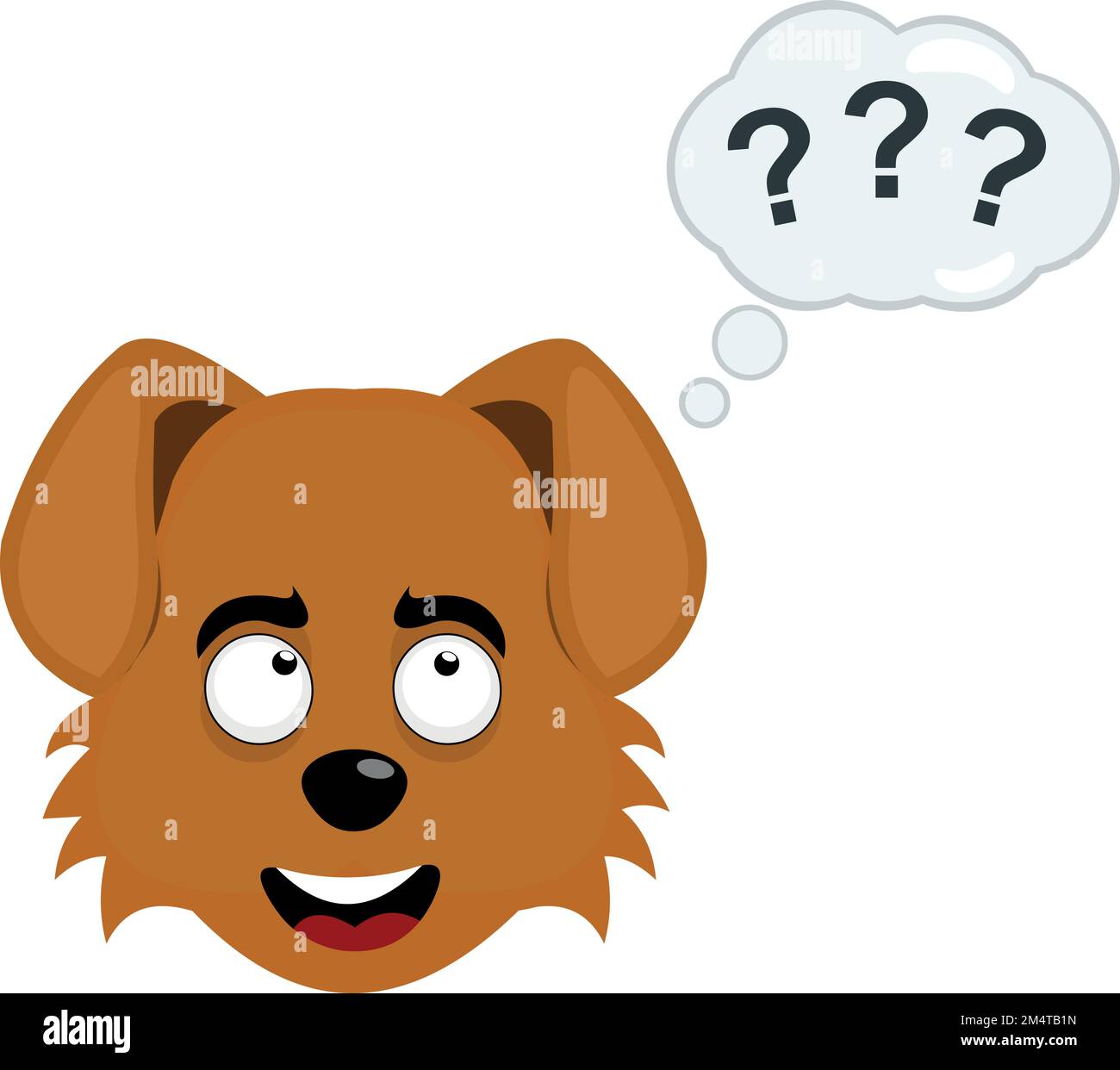 vector illustration of a cartoon dog face with a cloud of thought and ...