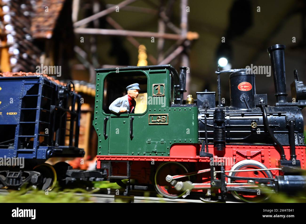 New York, USA. 22nd Dec, 2022. A detailed view of a model train at the ...
