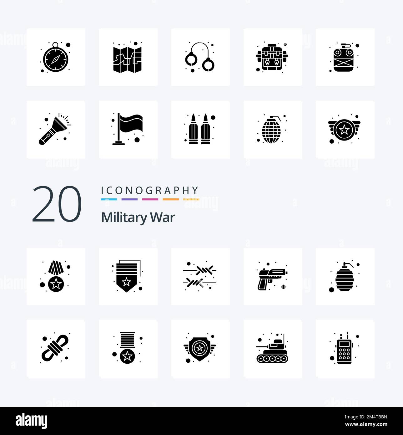 20 Military War Solid Glyph icon Pack like weapon weapon border ...
