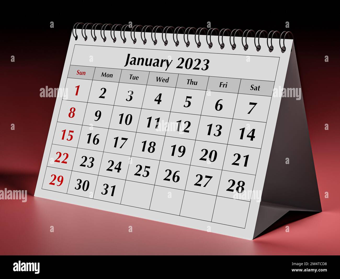 One page of the annual business desk monthly calendar. Date - month ...