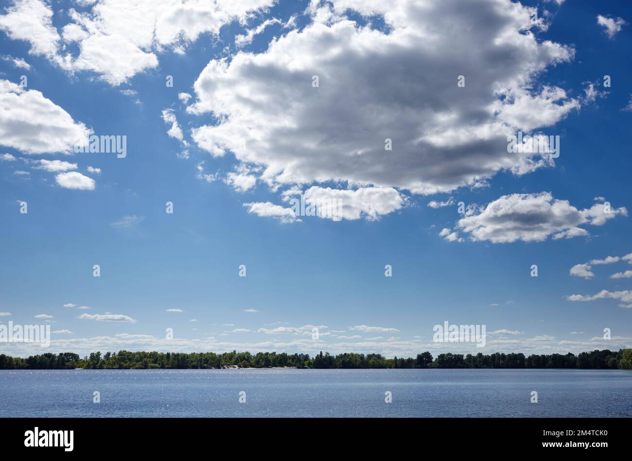 Beautiful river landscape. Lake surface on a sunny perfect day. The ...