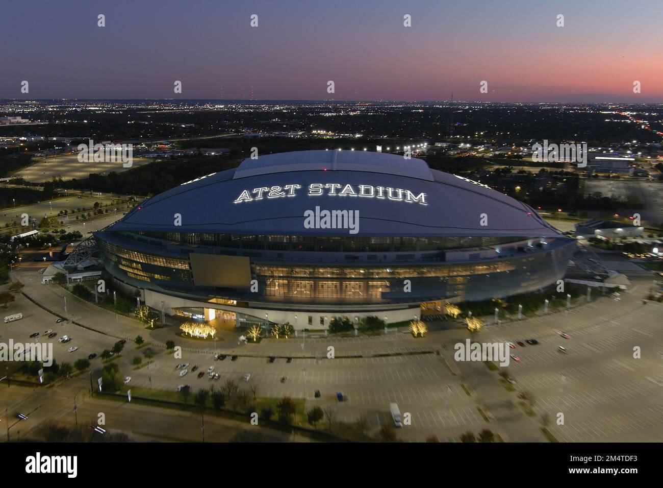 A general overall aerial view of AT&T Stadium, Tuesday, Dec. 20, 2022 ...
