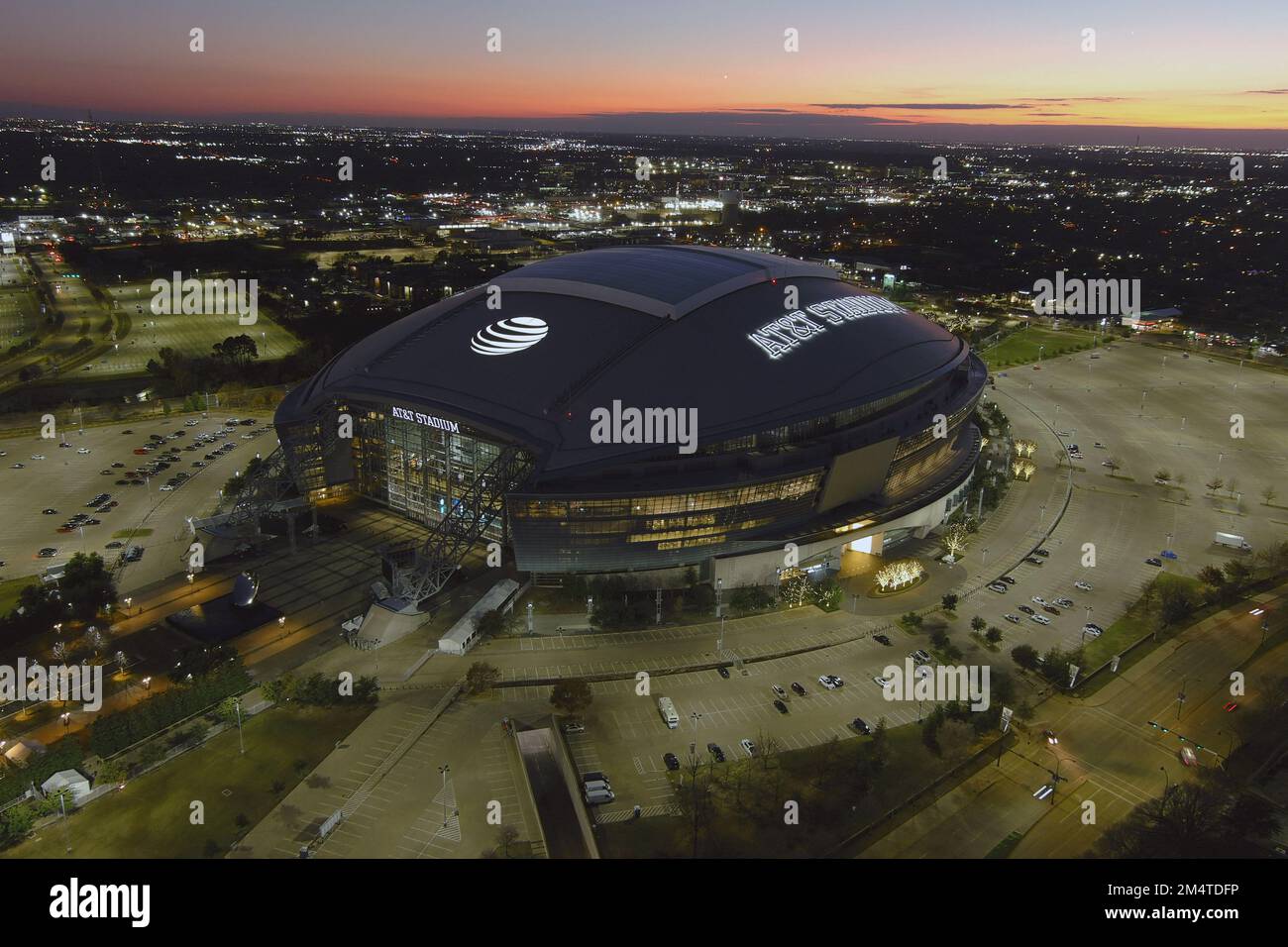 A general overall aerial view of AT&T Stadium, Tuesday, Dec. 20, 2022 ...