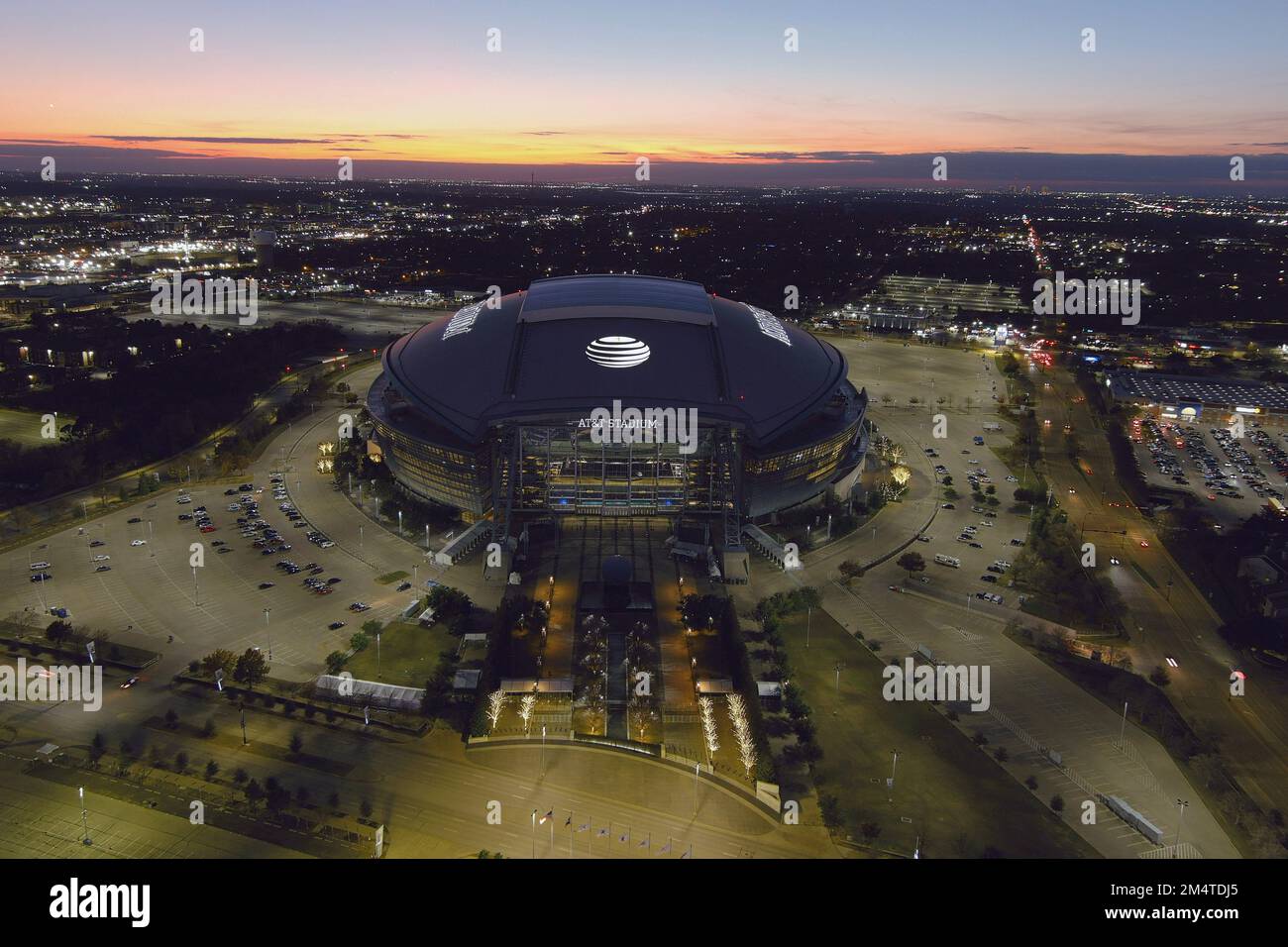 A general overall aerial view of AT&T Stadium, Tuesday, Dec. 20, 2022 ...