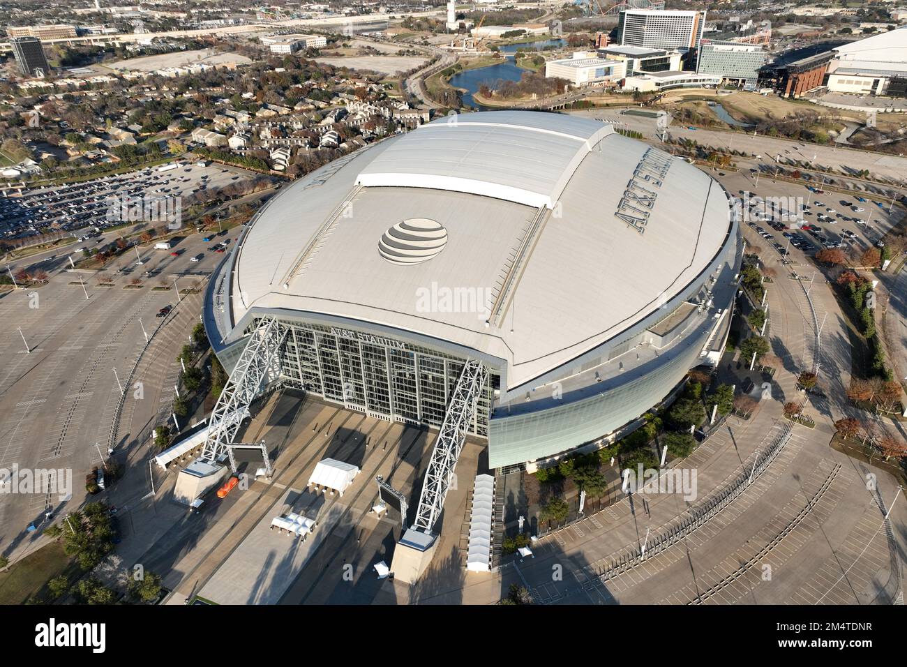 A general overall aerial view of AT&T Stadium, Tuesday, Dec. 20, 2022 ...