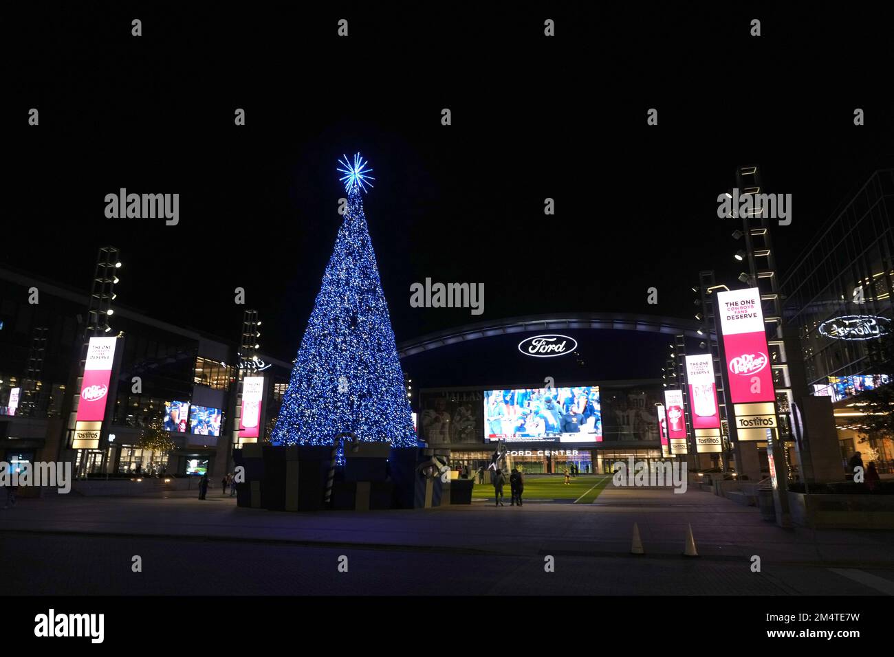 A Christmas tree at the Ford Center at the Star, the Dallas Cowboys ...