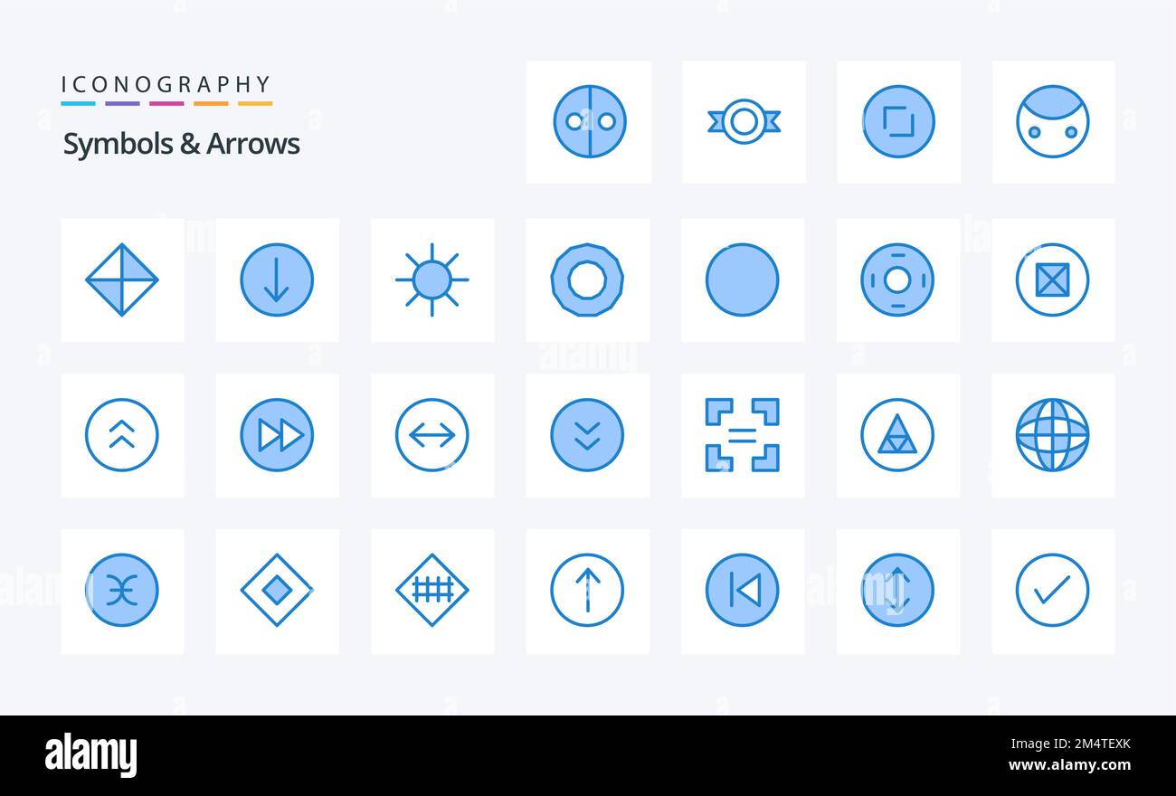 25 Symbols Arrows Blue icon pack Stock Vector Image & Art - Alamy