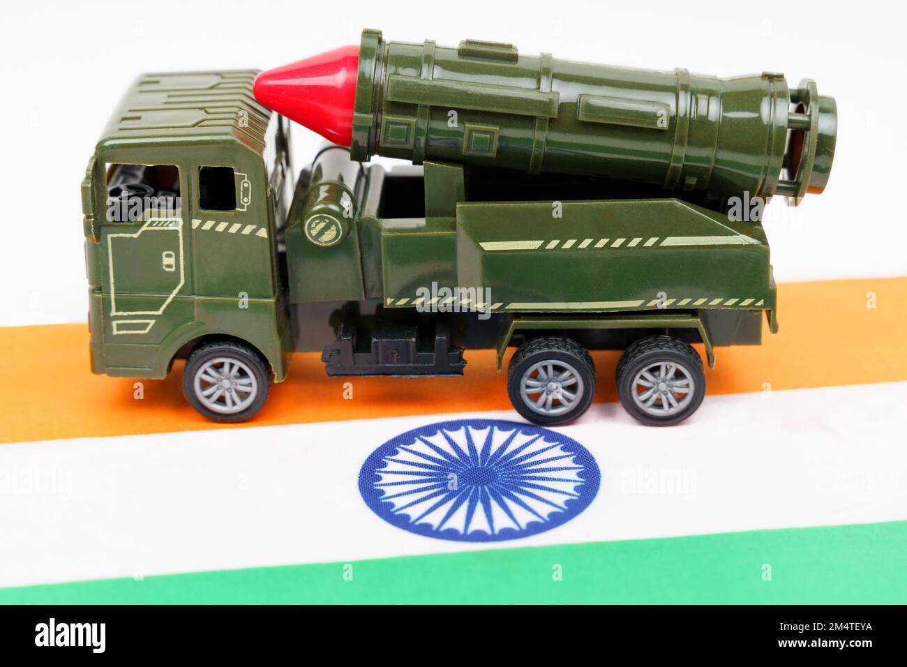 Military concept. There is a missile system on the flag of India ...