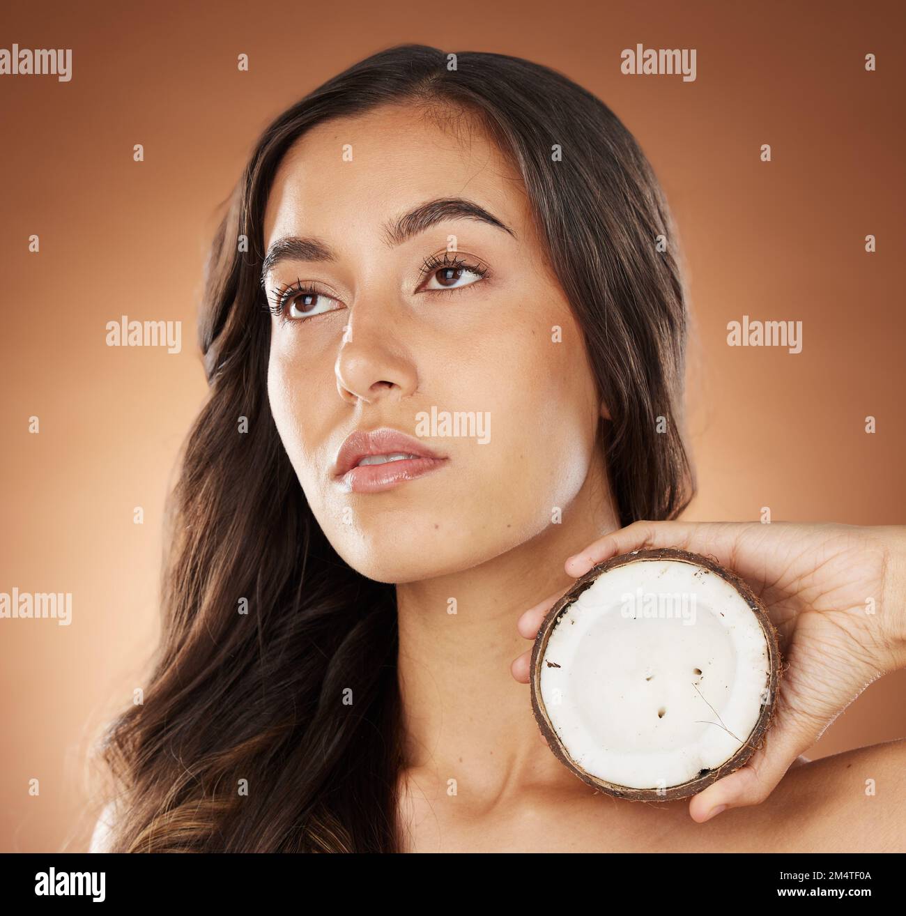 Coconut skincare beauty, woman and studio for health, wellness and ...