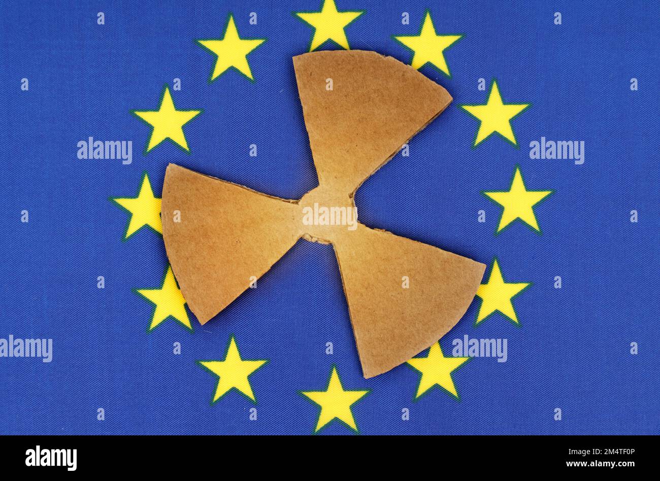 The concept of industry and radiation. The flag of the European Union ...