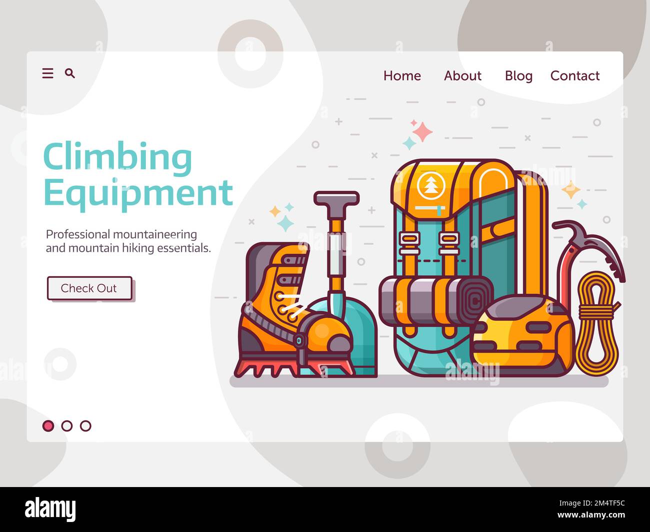 Mountain Climbing Tools Line Art Web Banner Stock Vector Image & Art ...