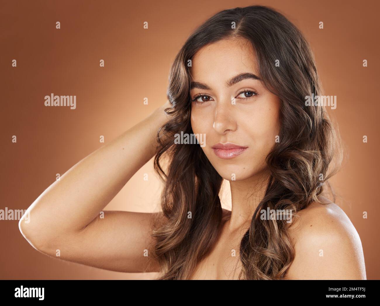 Beauty, hair and salon with portrait of woman for cosmetics, fashion ...