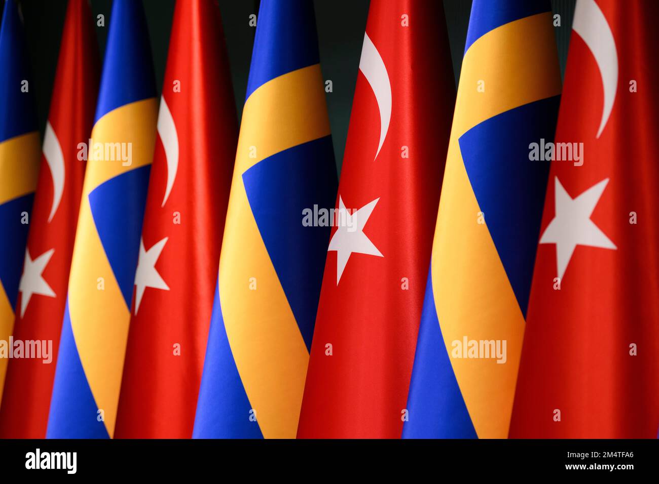 Swedish and Turkish flags at the Presidential Palace in Ankara. Photo ...