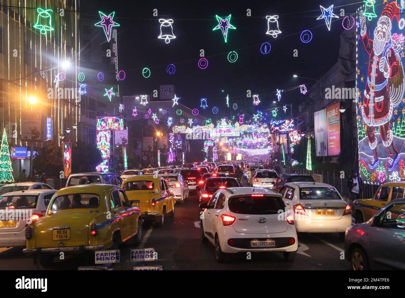 Kolkata street decorated with Christmas lights ahead of the Christmas ...