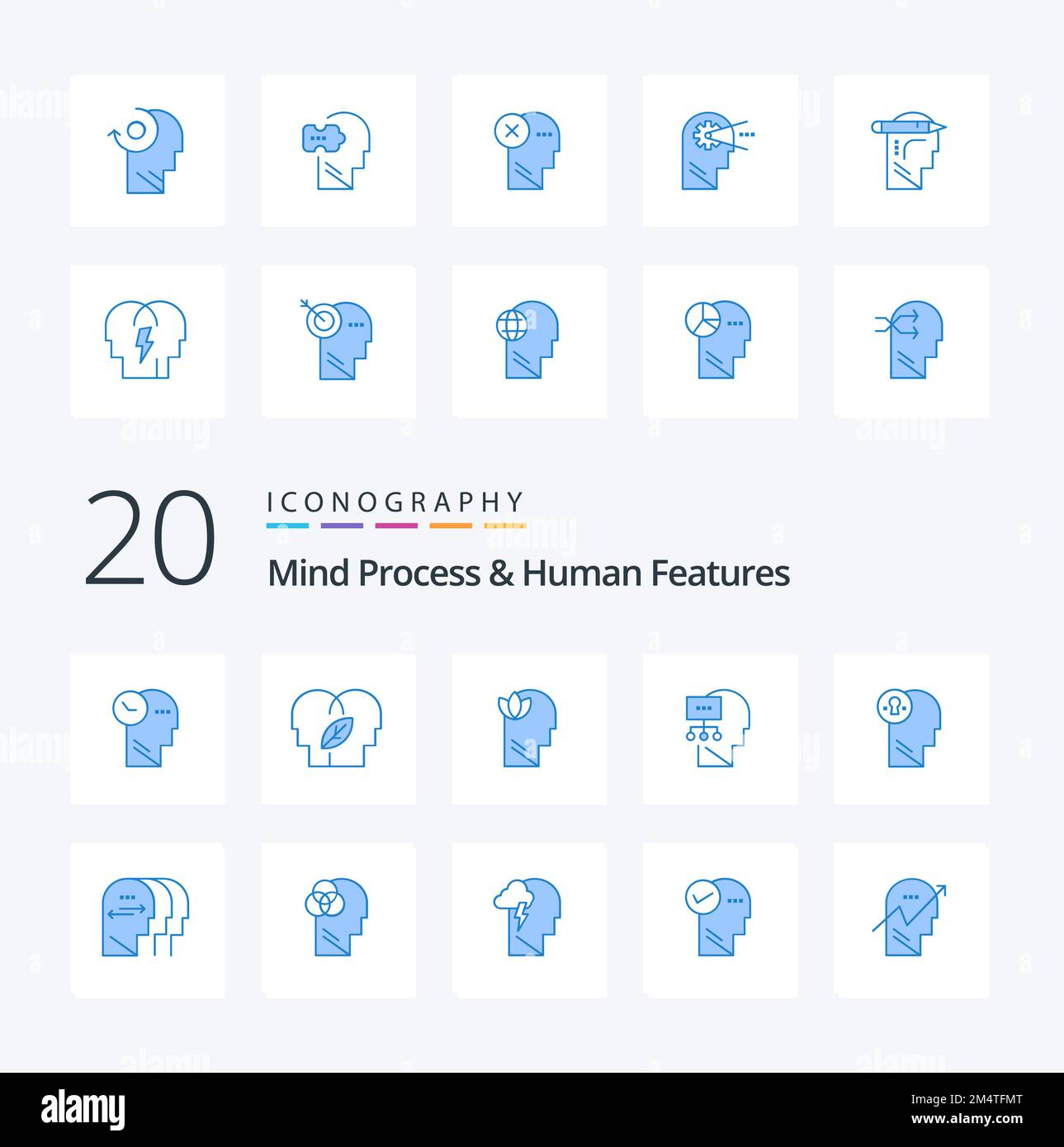 20 Mind Process And Human Features Blue Color icon Pack like head head ...