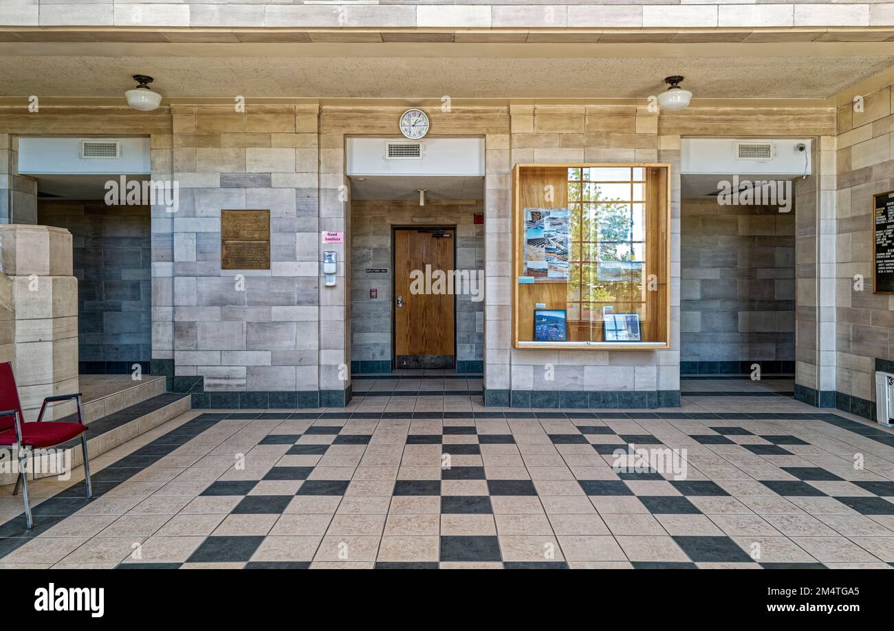 The lobby inside the Sanpete County Courthouse in Manti, Utah, USA ...