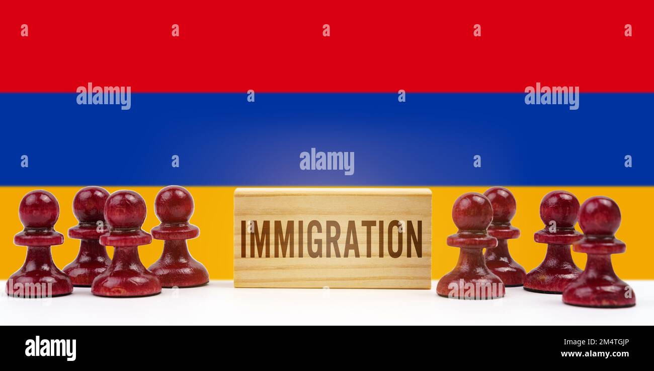 national concept. Against the background of the flag of Armenia, pawns ...