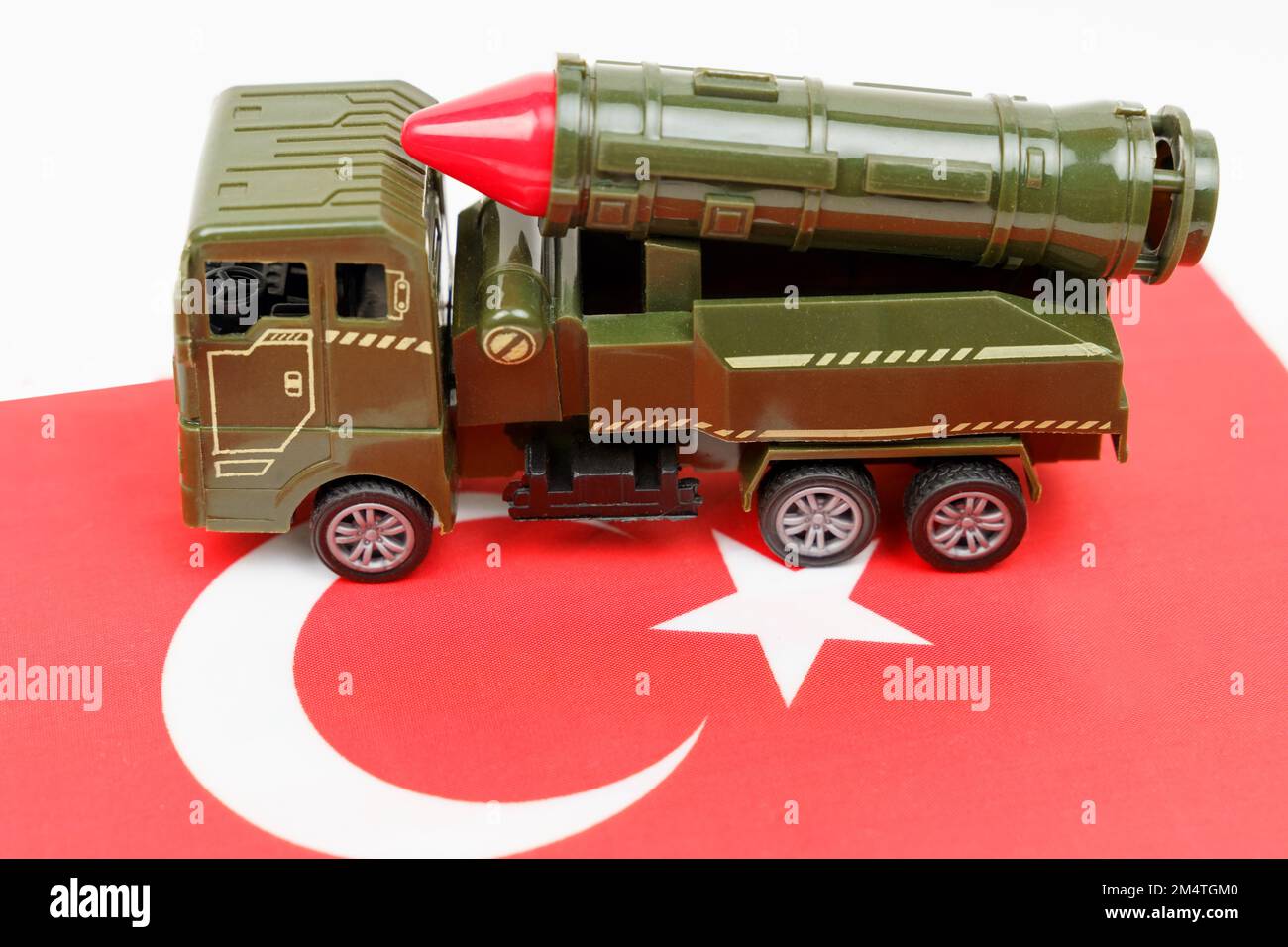 Military concept. There is a missile system on the Turkish flag ...