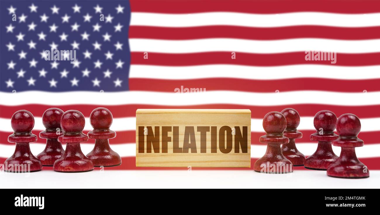national concept. Against the background of the US flag pawns and a ...