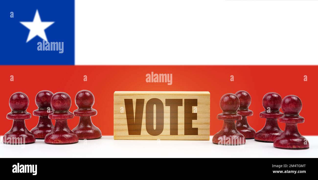national concept. Against the background of the flag of Chile, pawns ...
