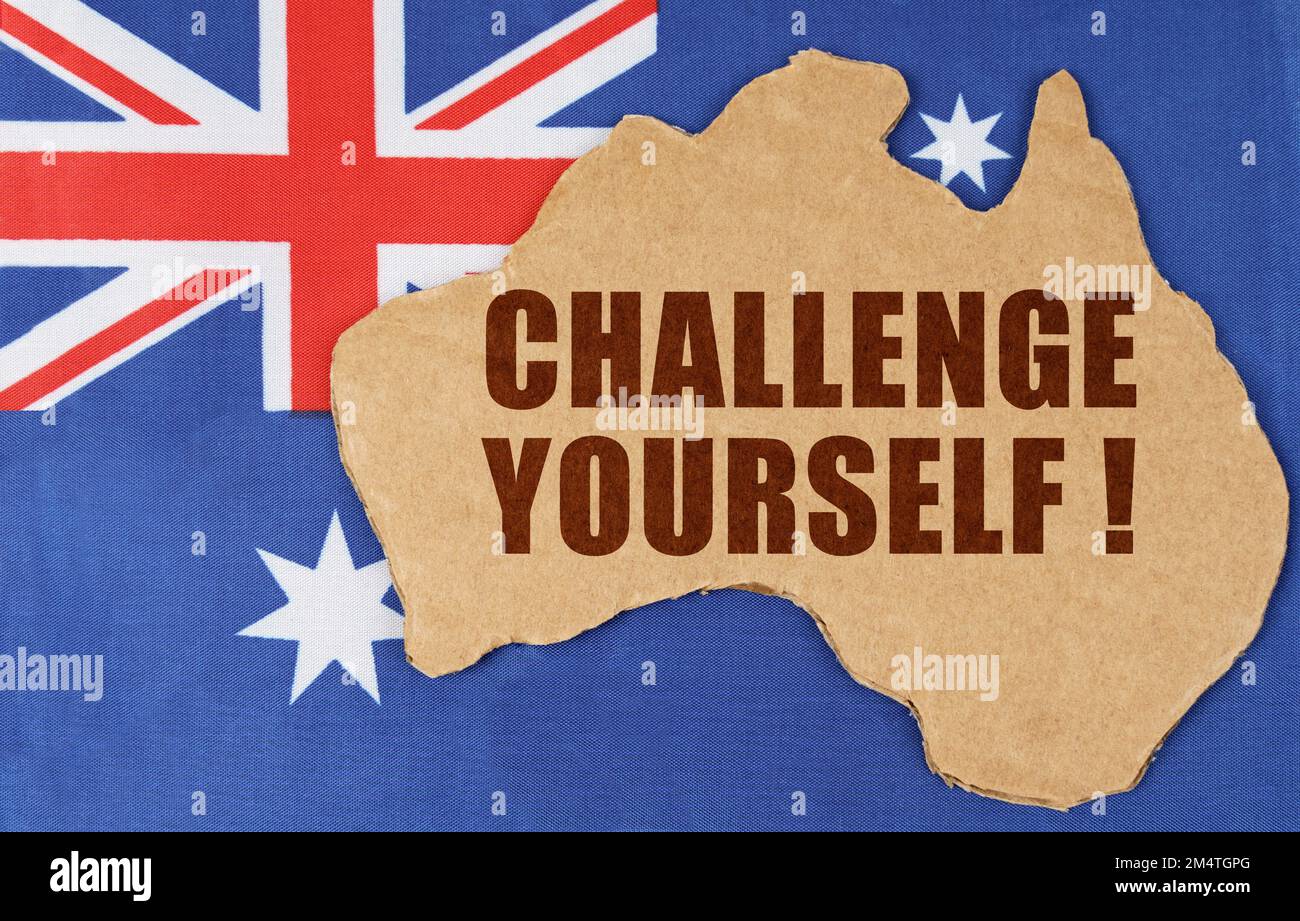 National concept of Australia. On the flag of Australia lies the ...