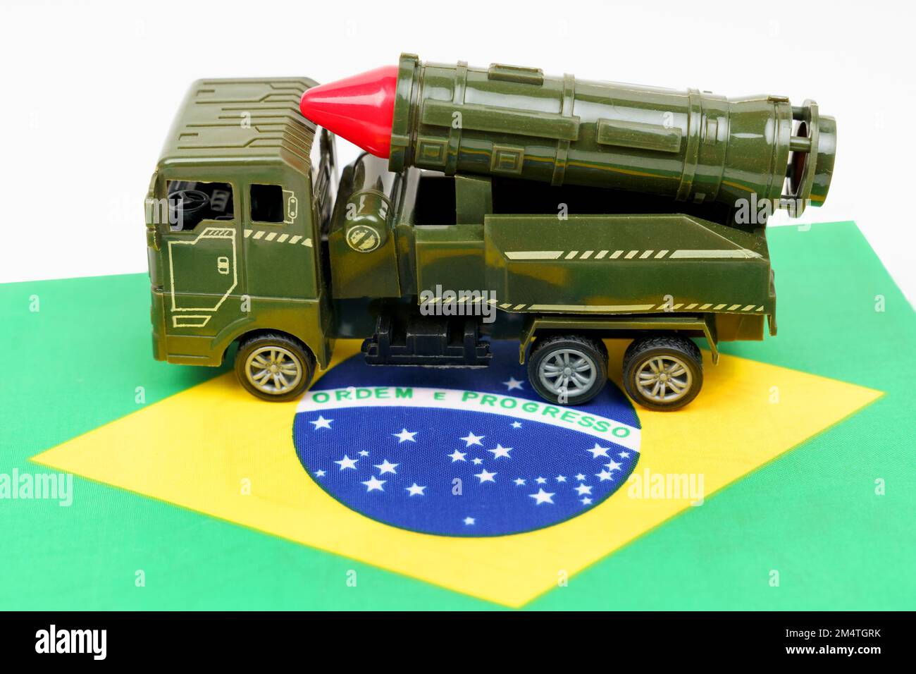 Military concept. There is a missile system on the flag of Brazil ...