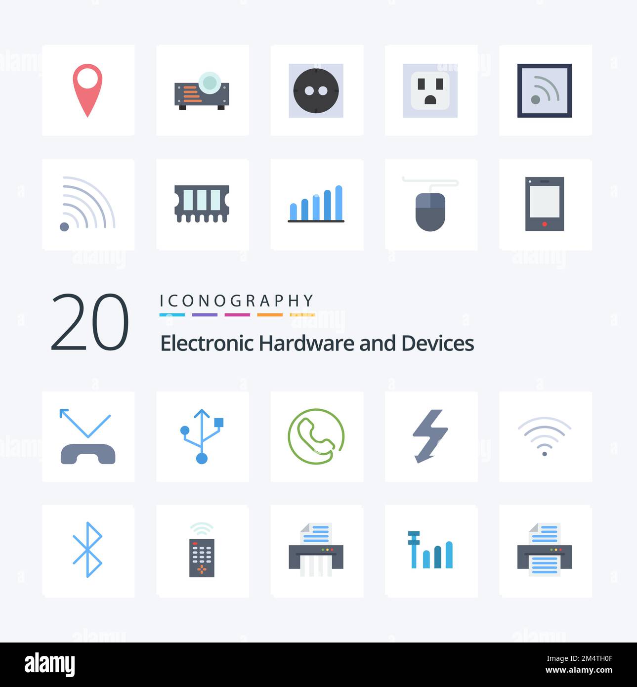 20 Devices Flat Color icon Pack like control connection camera ...