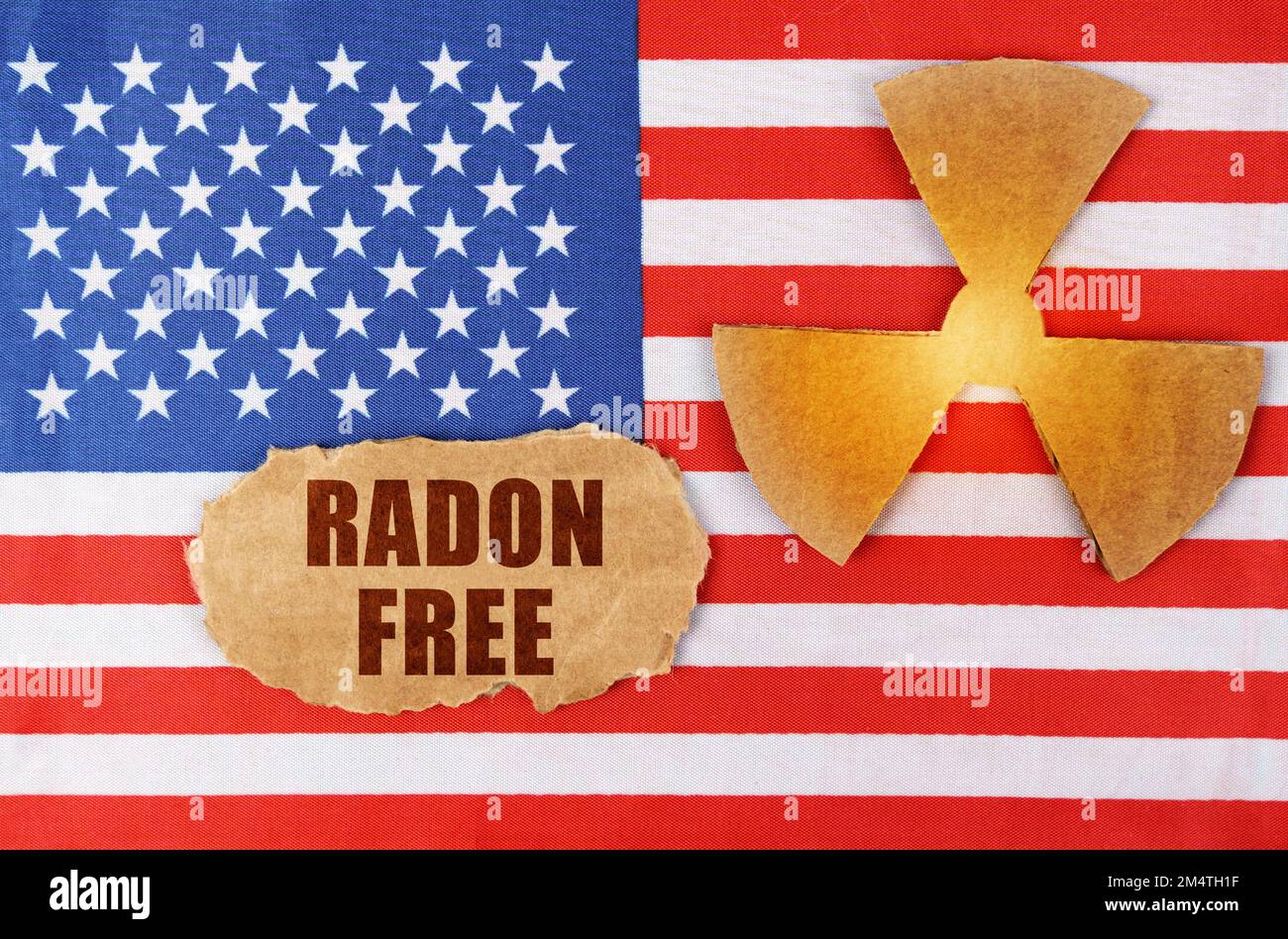 Industry and radiation concept. On the flag of the United States, there ...