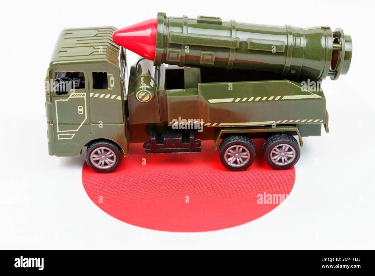 Military concept. There is a missile system on the flag of Japan ...