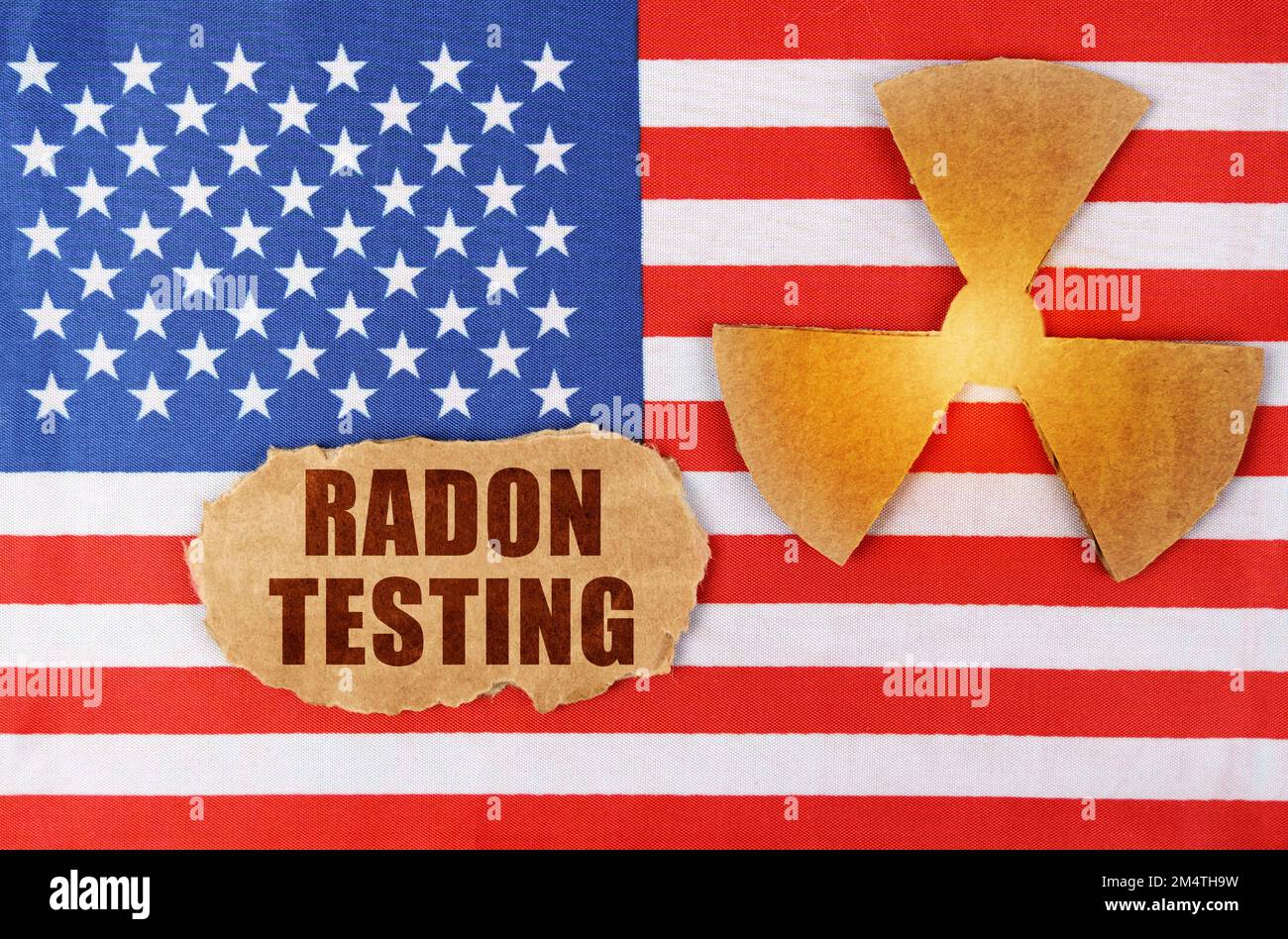 Industry and radiation concept. On the flag of the United States, there ...