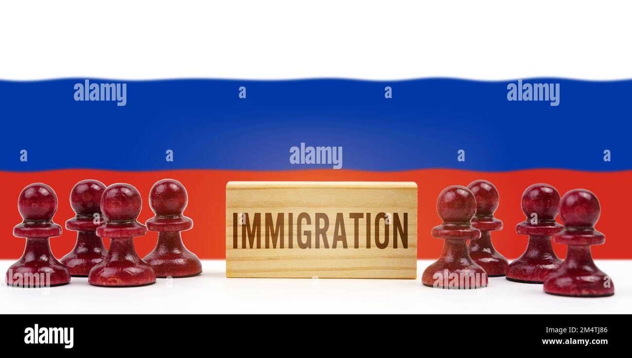 National concept. Against the background of the flag of Russia, pawns ...