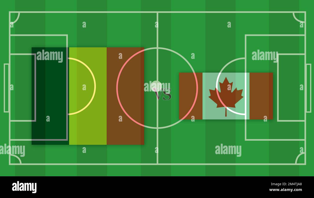 Belgium vs Canada Football Match Design Element on Football field Stock ...