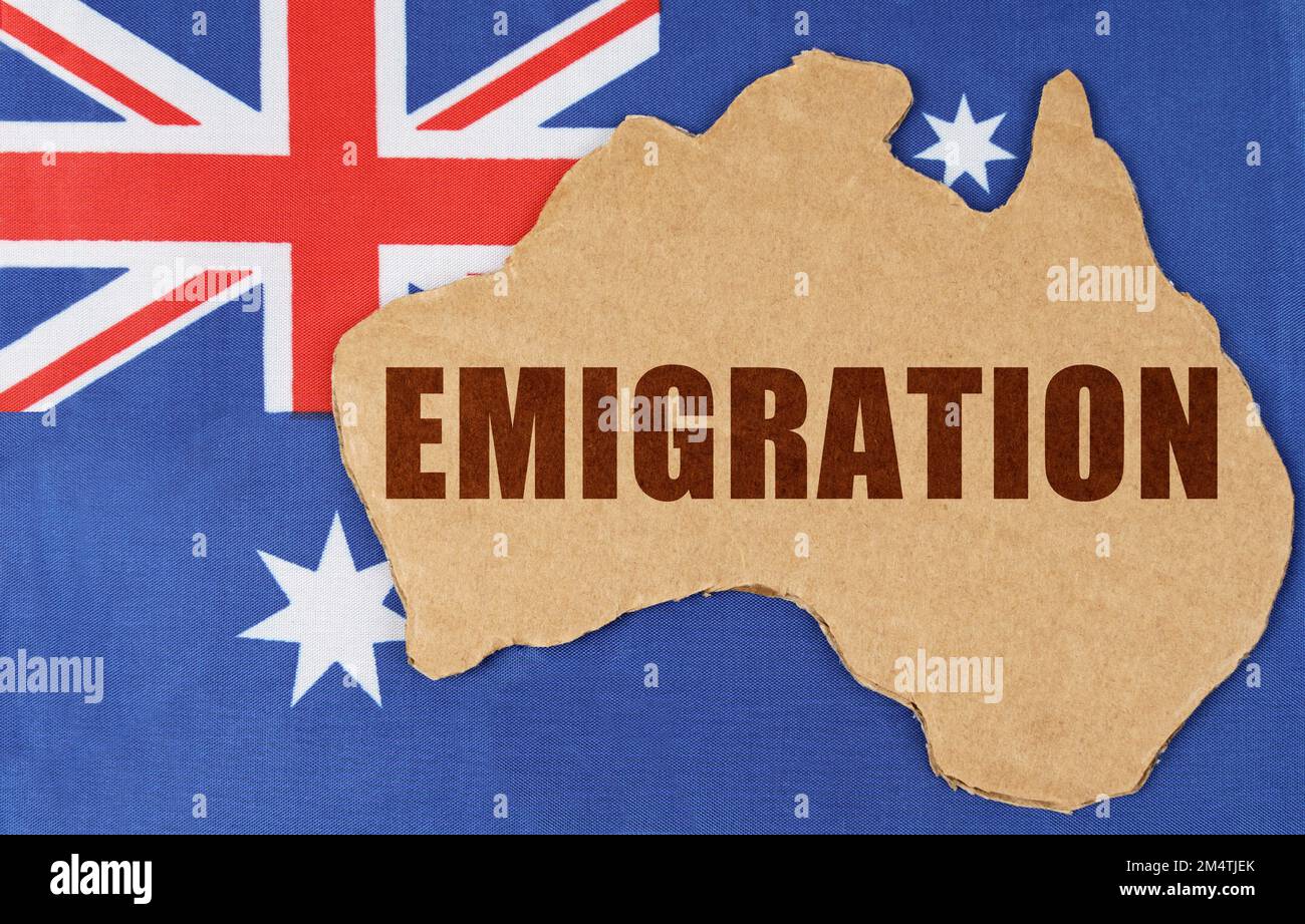 National concept of Australia. On the flag of Australia lies the ...