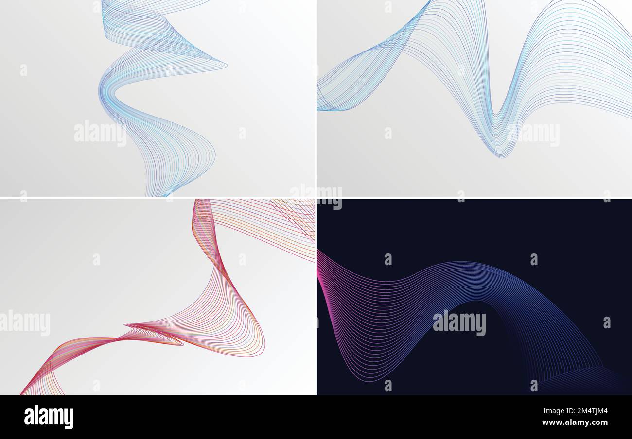 Set of 4 vector line backgrounds to elevate your designs to the next ...