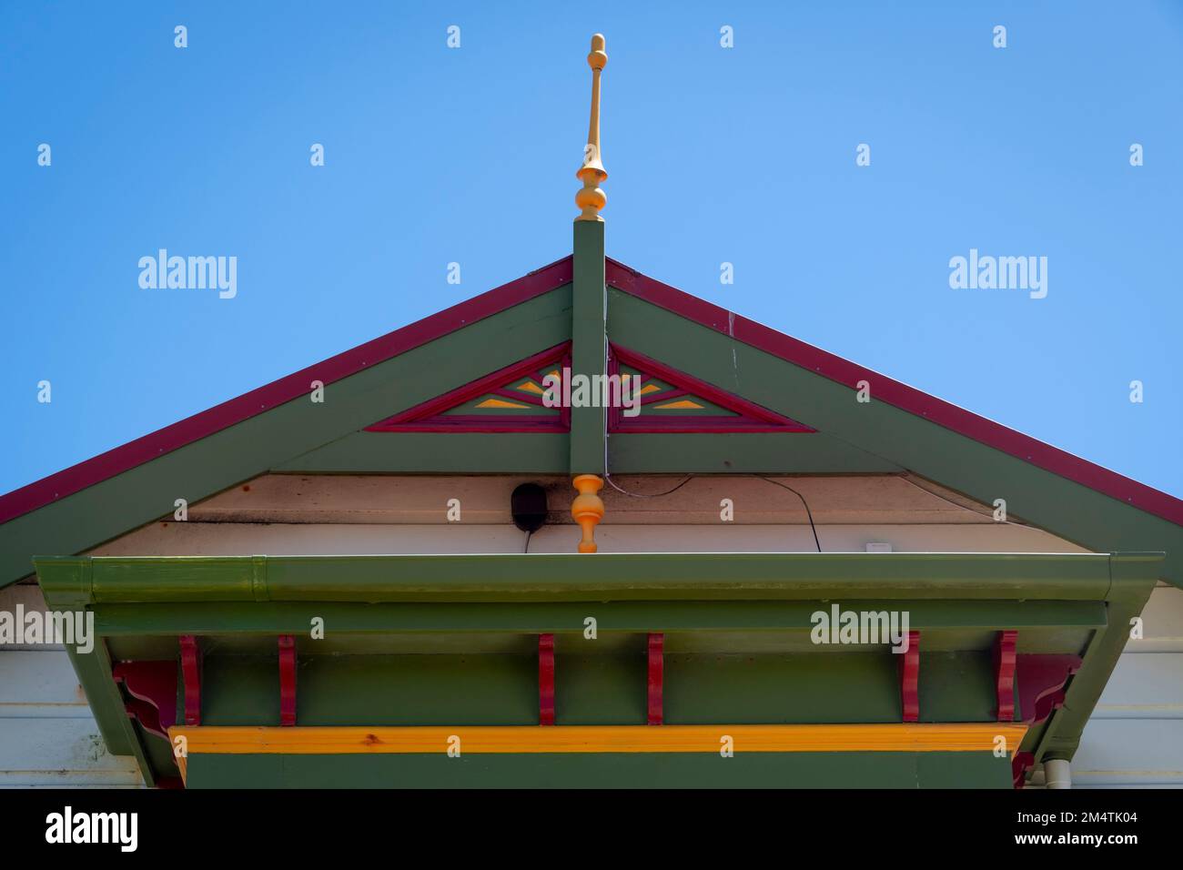 Decorated gable on colonial villa, Petone, Wellington, North Island ...