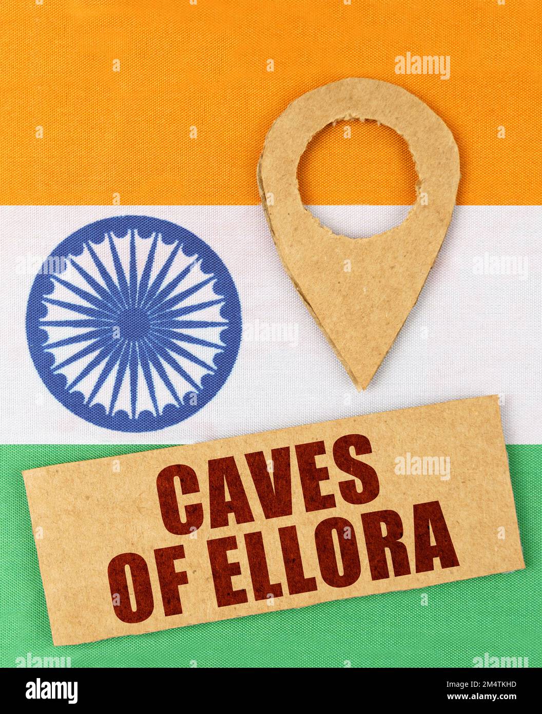 The concept of tourism, vacation and geolocation. On the Indian flag, a ...