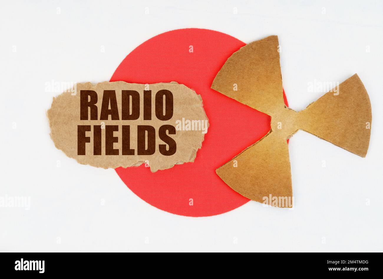 The concept of industry and radiation. On the flag of Japan, the symbol of radioactivity and ...