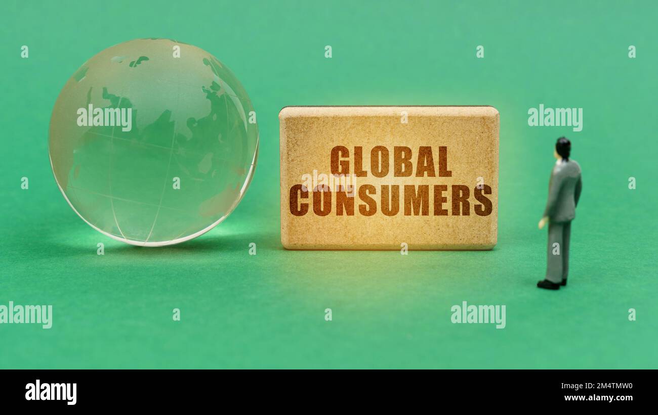 Technology and business concept. On the green surface is a globe and a ...