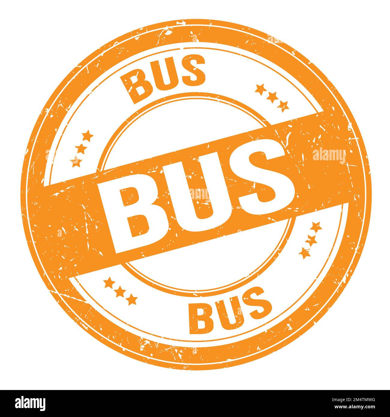 BUS text written on orange round grungy stamp sign Stock Photo - Alamy
